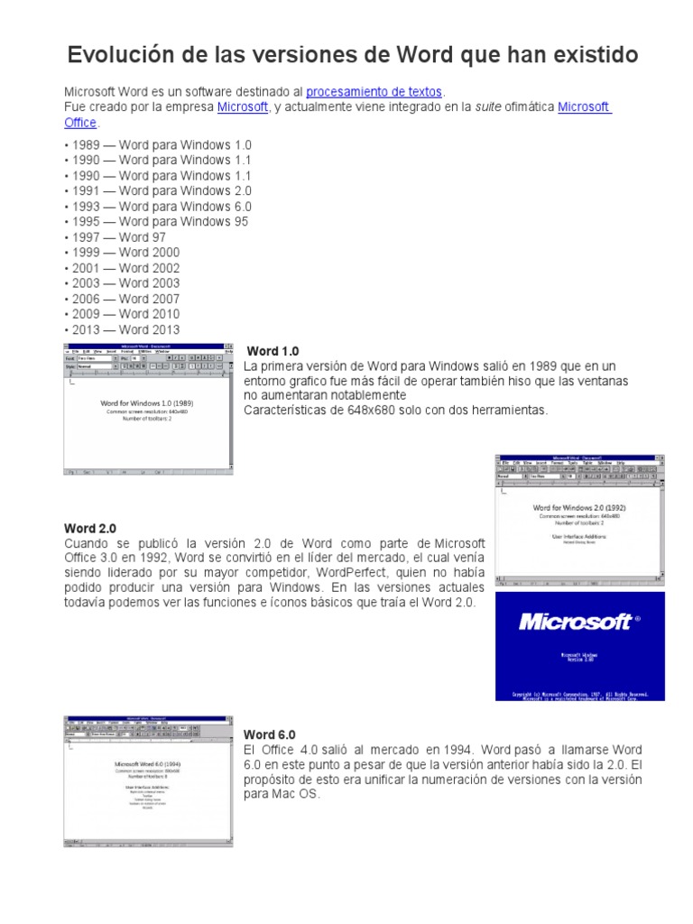 Versiones de Word Que Han Existido | Microsoft Word | Microsoft Office ...