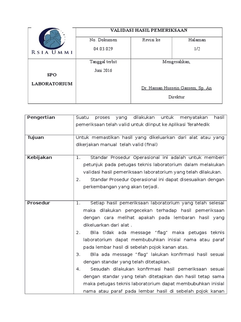 Validasi Hasil Pemeriksaan | PDF | Teknologi & Rekayasa