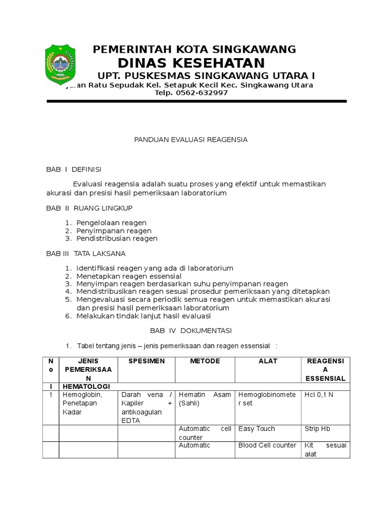 Panduan Evaluasi Reagensia | PDF Panduan Evaluasi Reagensia | PDF