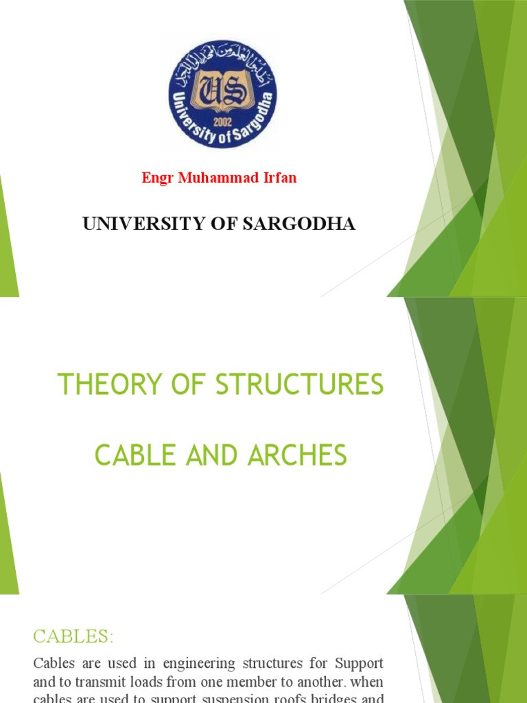 Analysis of Cables and Arches Subjected to Various Loading Conditions | PDF | Bending | Bridge