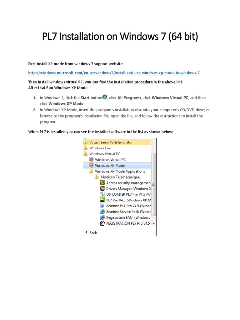 PL7 Installation On Windows 7-64bit | PDF | Microsoft Windows | Device ...