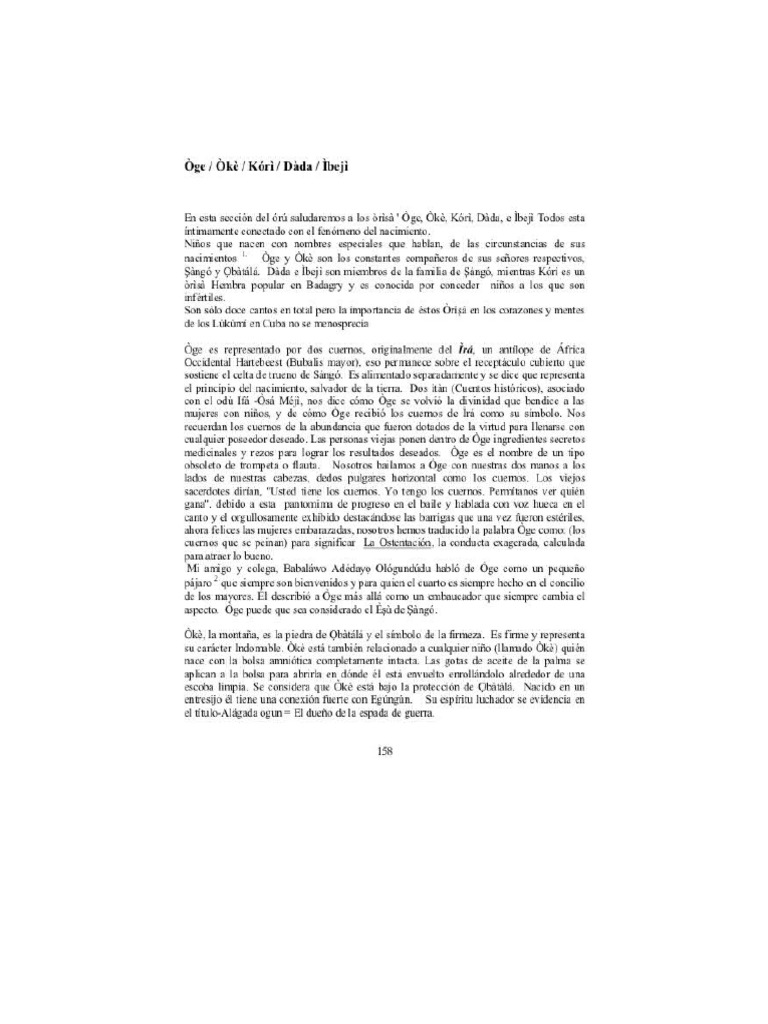 Cantos A Oge Oke Kori Dada Ibeji Traducidos | PDF