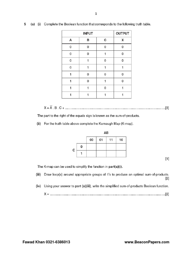 K Map Questions (Past Papers) PDF | PDF | Mathematical Logic | Areas Of ...