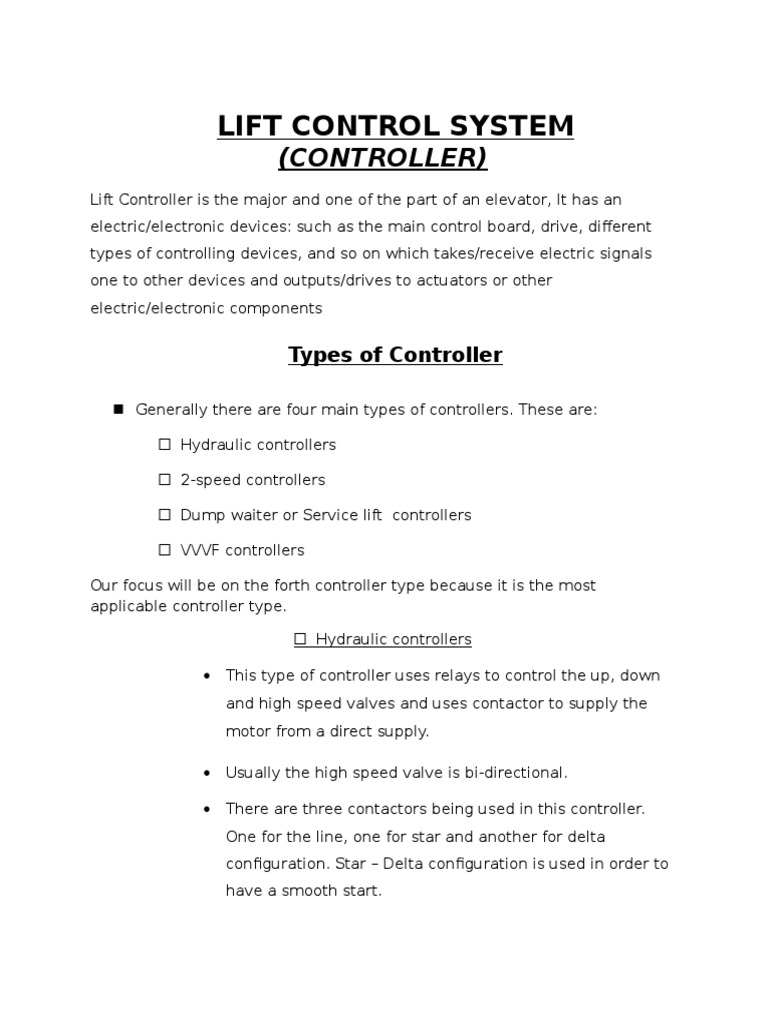 Lift Controller VVVF Drive Guide | PDF | Elevator | Relay