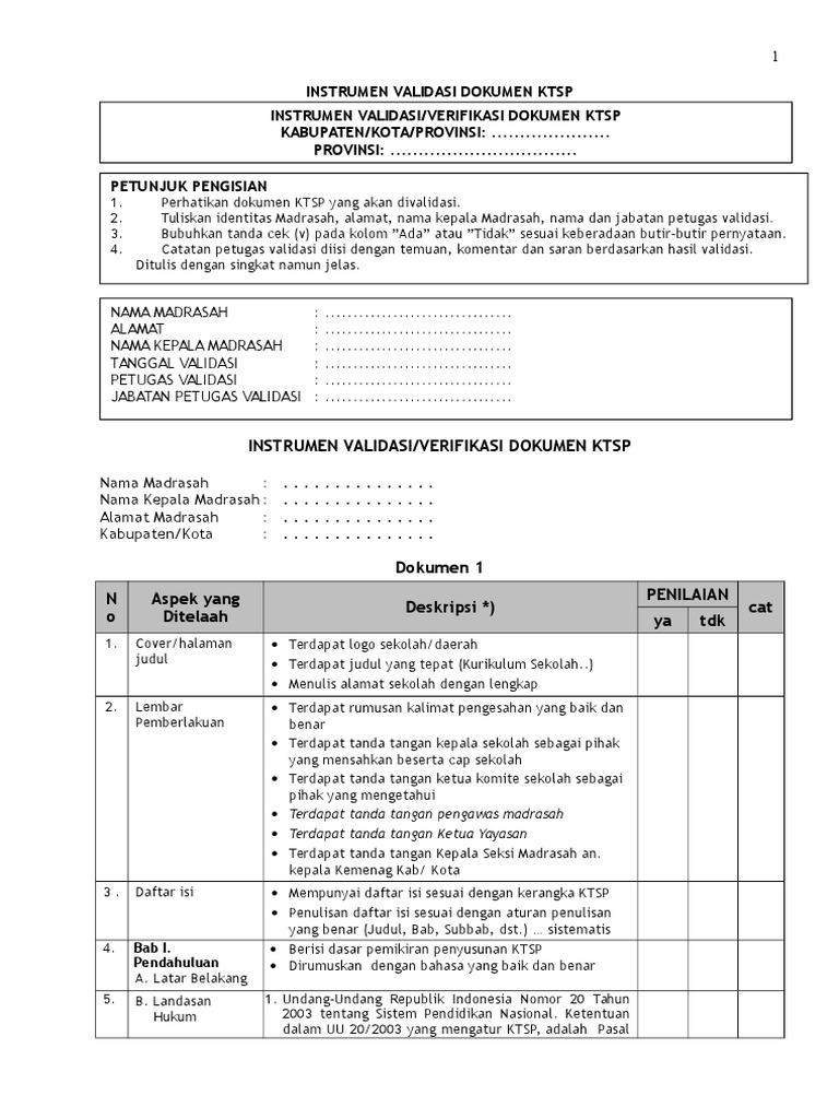 Instrumen Validasi Kurikulum | PDF