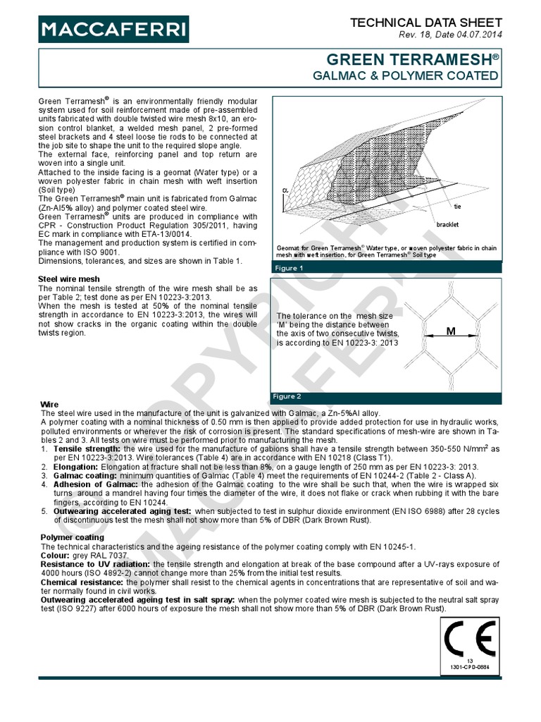 TDS SK Green Terramesh Galmac & PVC 8xrev Jul 14 | PDF | Engineering ...