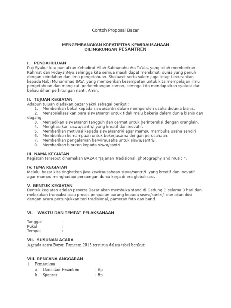 Contoh Proposal Bazar | PDF