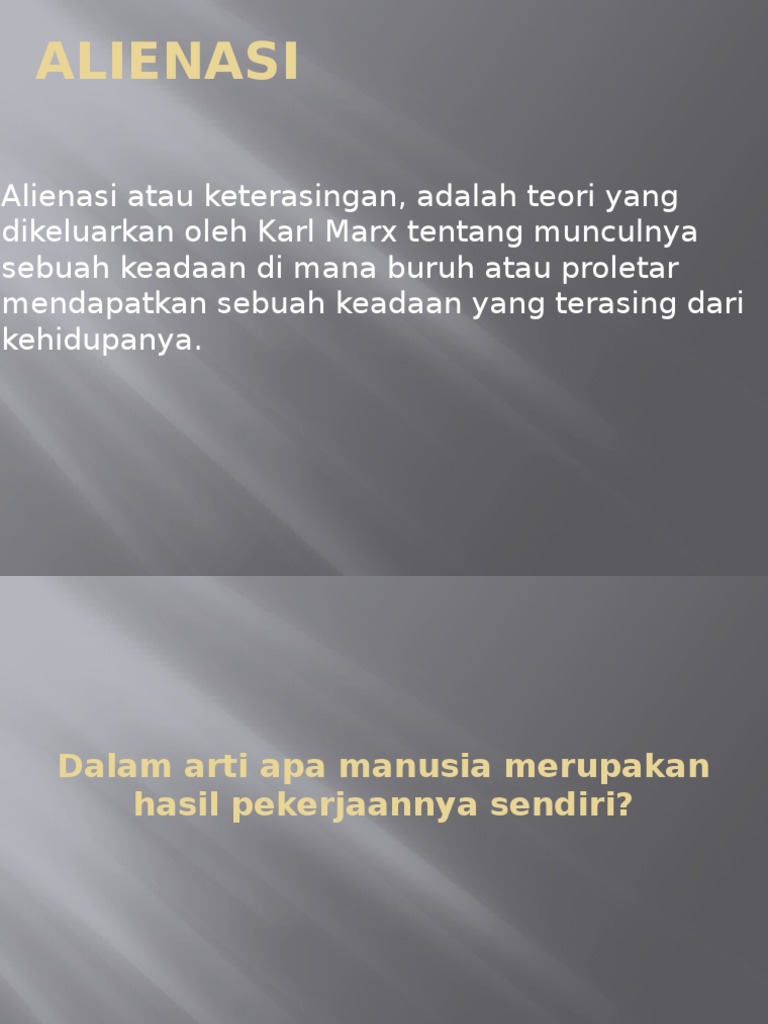 Teori Alienasi Karl Marx | PDF | Filsafat | Dewasa Muda