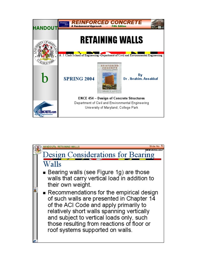 Retaining Walls: Design Considerations For Bearing Walls | PDF ...
