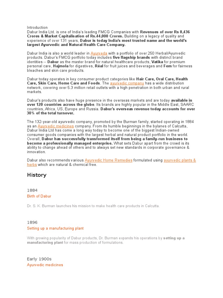 The History and Evolution of Dabur India Ltd: From a Small Family-Run ...