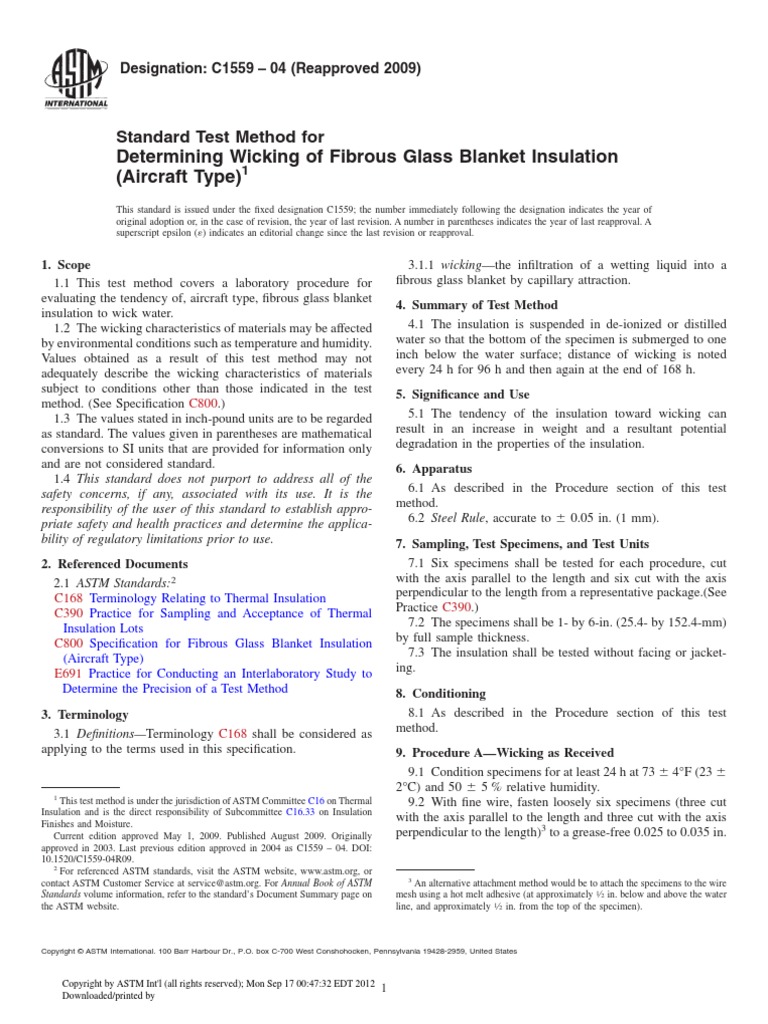 Astm 1559 | Building Insulation | Water