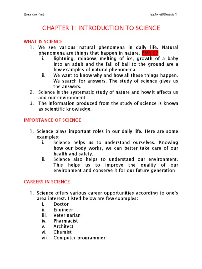 Chapter 1 Introduction To Science PDF | PDF | Kilogram | Mass