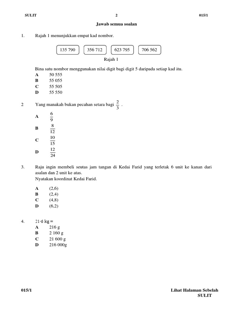Matematik Tahun 5 k1 | PDF