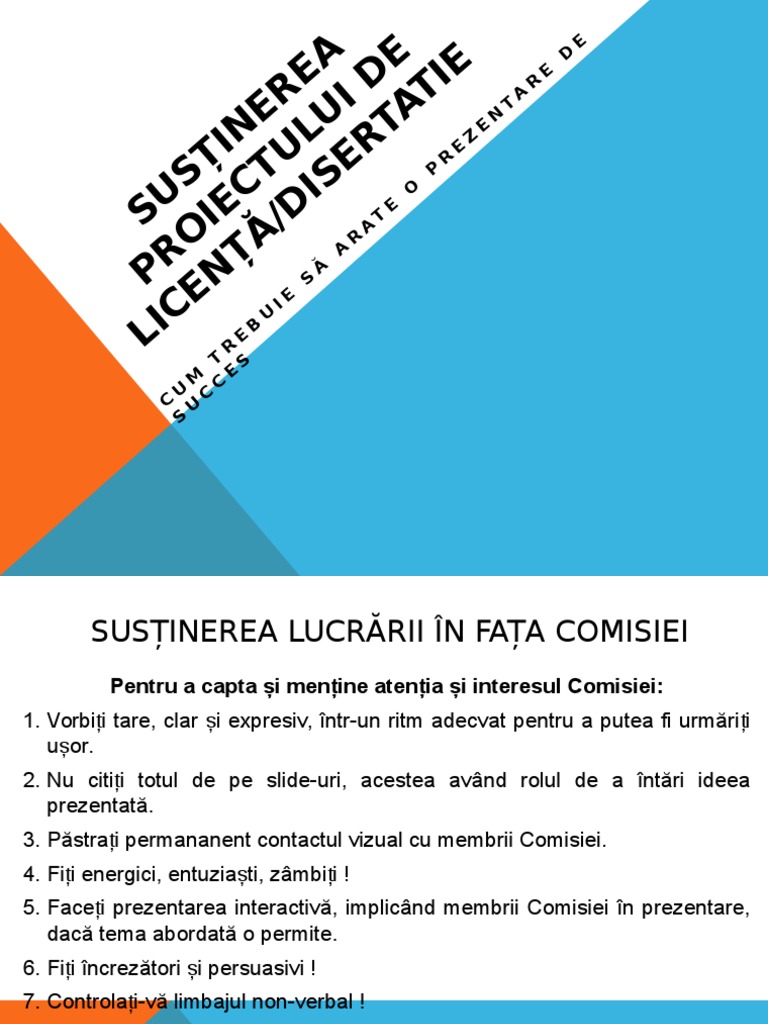 Sustinerea Lucrarii de Licenta - Disertatie | PDF