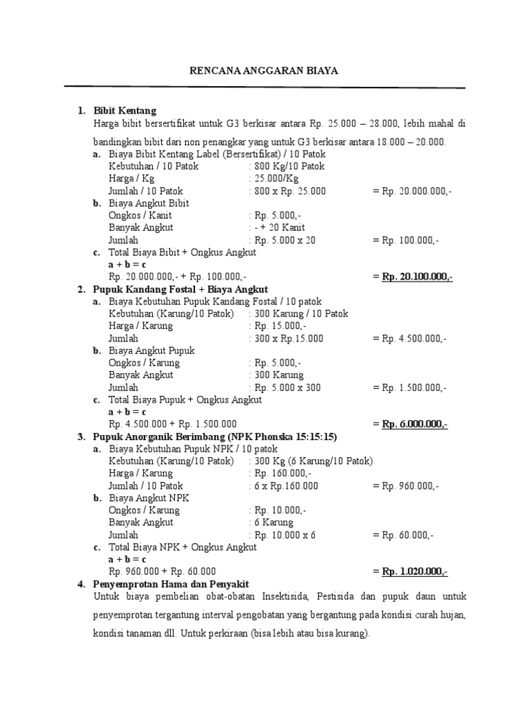 Rab Budidaya Kentang 10 Patok | PDF