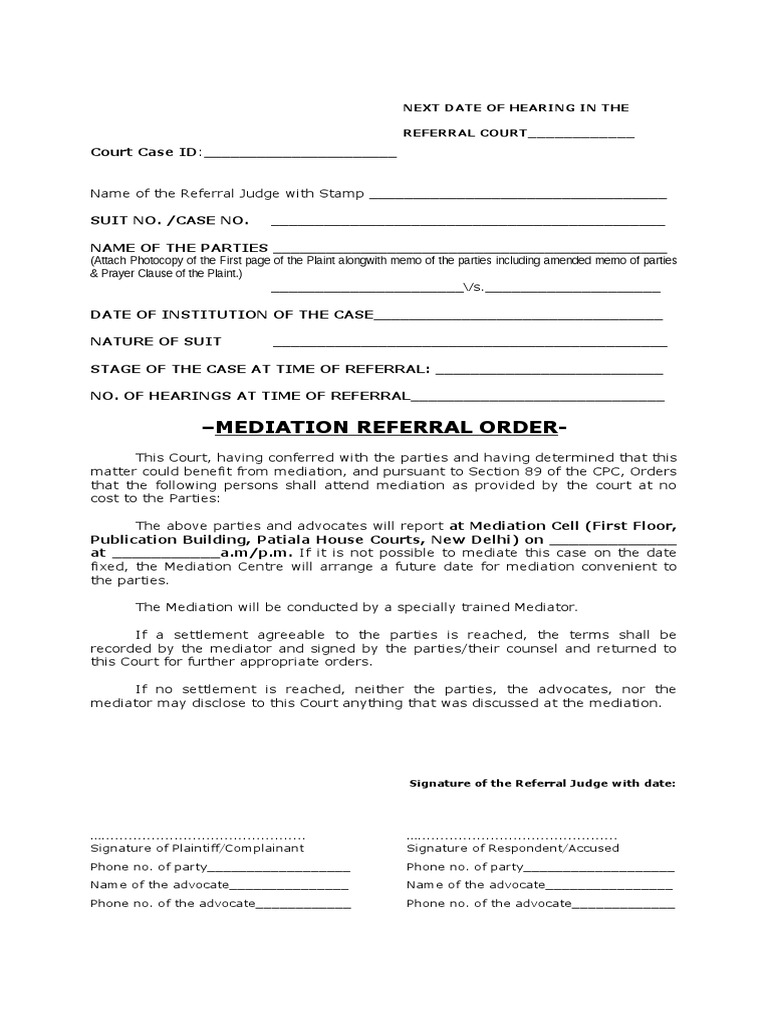 Referral Order Original | PDF | Mediation | Lawsuit