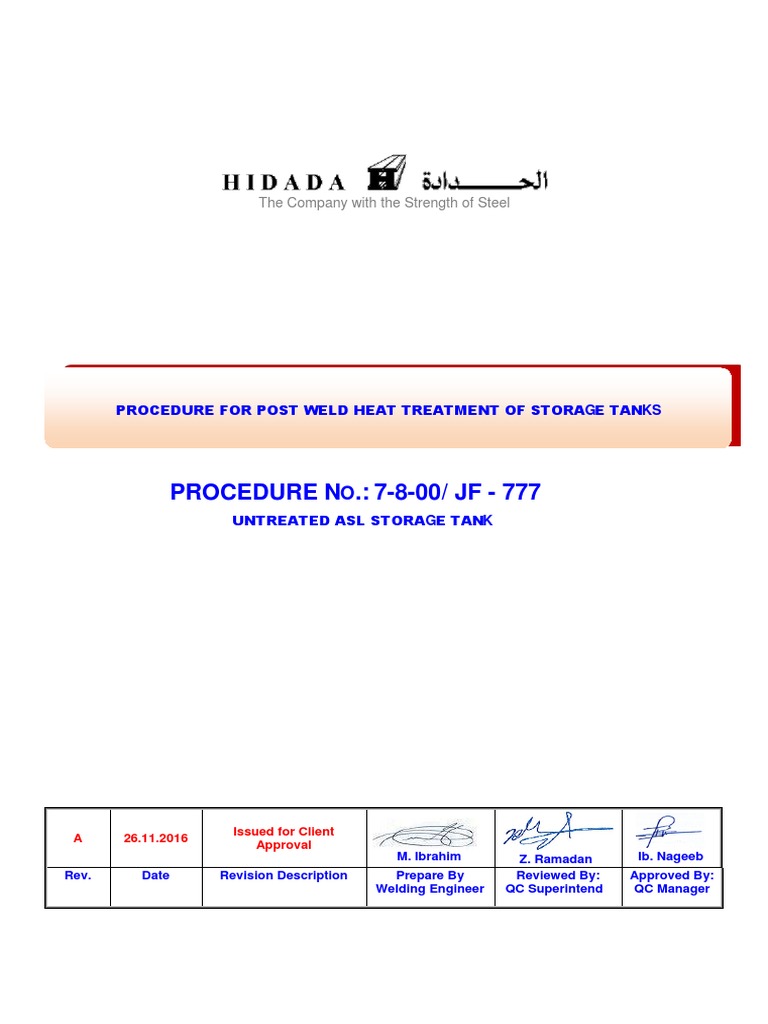 PWHT Storage Tanks Rev A 1 PDF | PDF | Thermocouple | Structural Steel