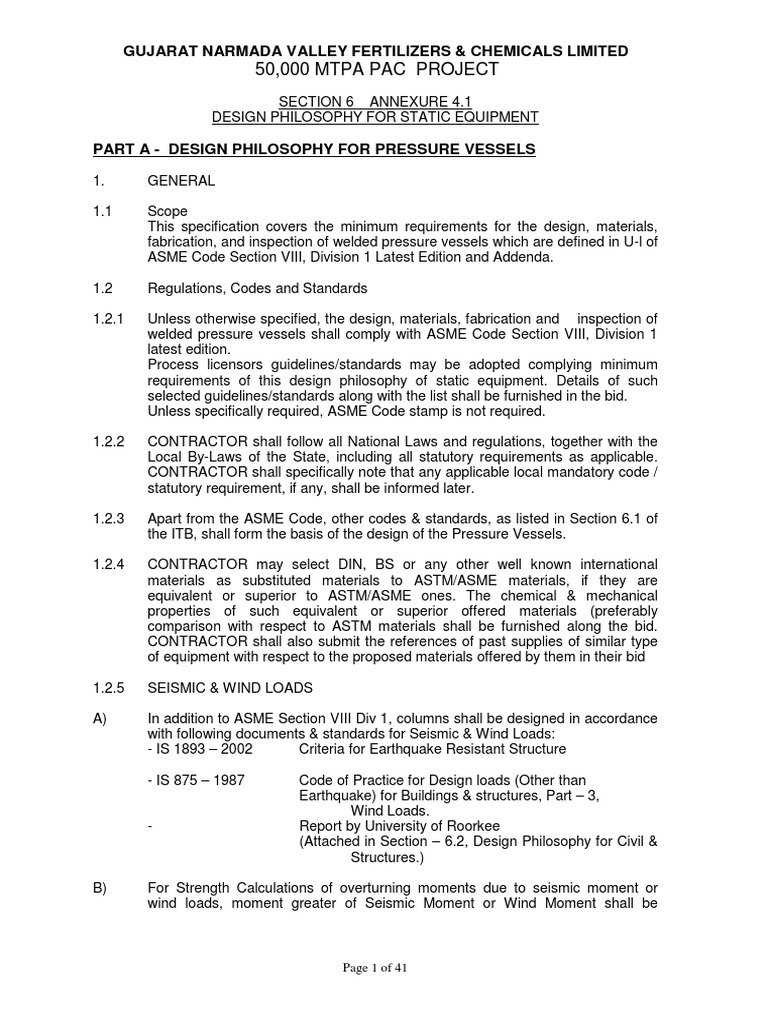 Section 1-Design-Philosophy-Of-Static-Equipment PDF | PDF | Structural ...