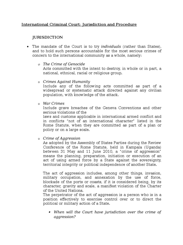 ICC - Jurisdiction and Procedure | PDF | International Criminal Court ...