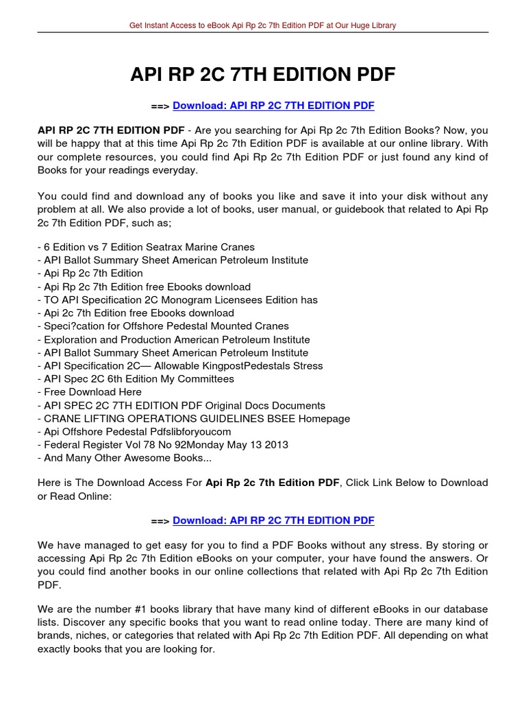 Api RP 2c 7th Edition PDF | PDF