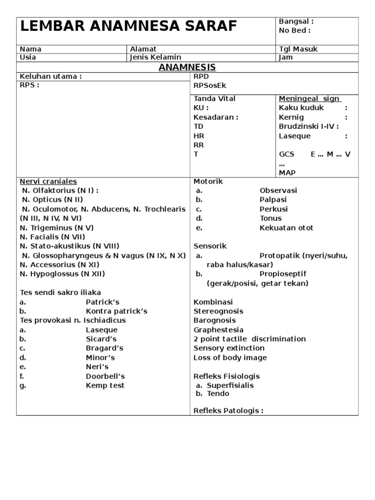 Lembar Anamnesis | PDF