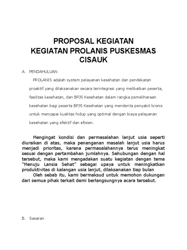 Proposal Prolanis Maret | PDF | Kesehatan Holistik