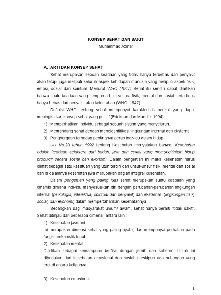 Konsep Sehat Dan Sakit | PDF
