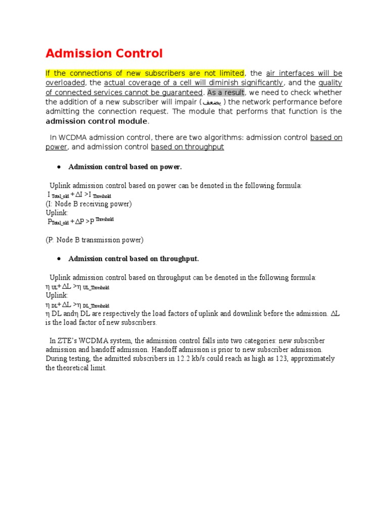 Admission Control | PDF