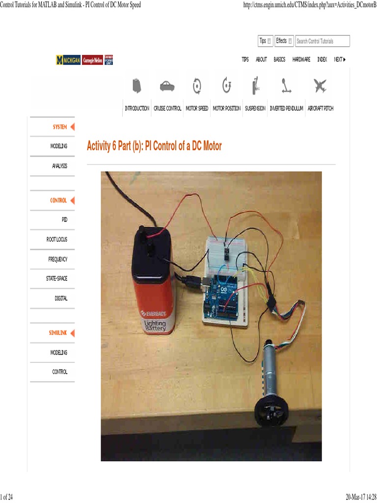 Control Tutorials For Matlab And Simulink Pi Control Of Dc Motor Speed Pdf Control Theory