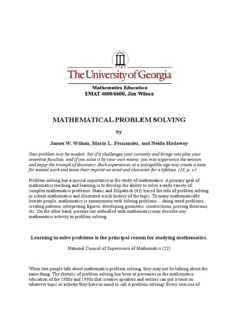 Mathematical Problem Solving | PDF | Constructivism (Philosophy Of ...