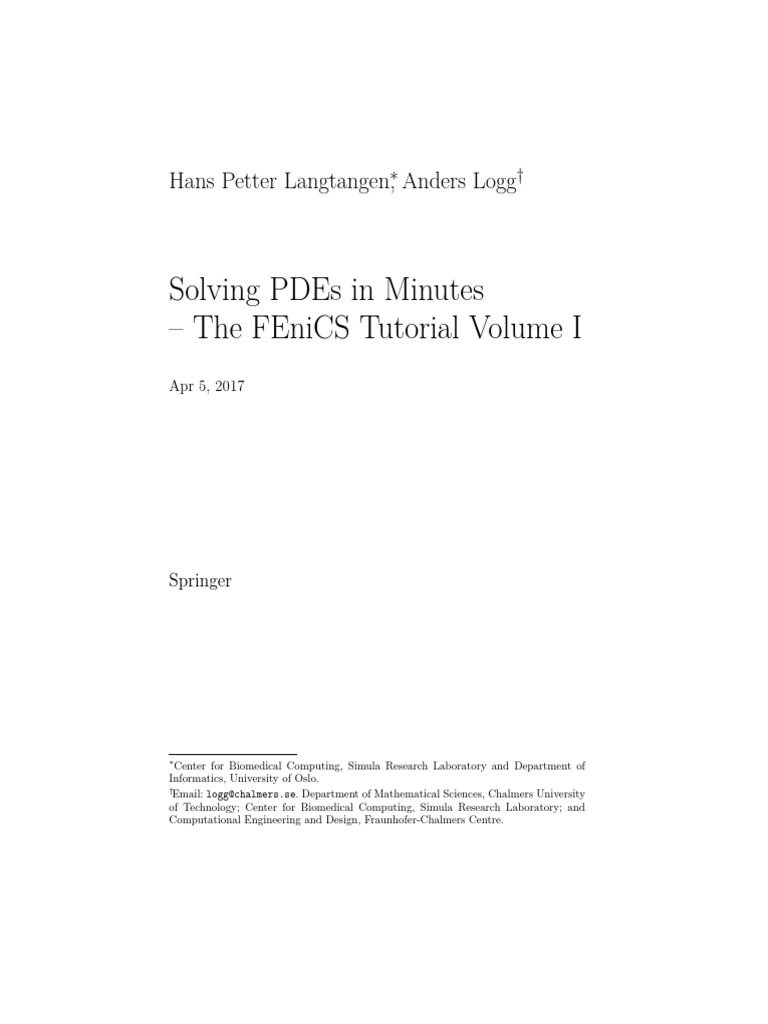 Solving PDEs in Python. The FEniCS Tutorial-PYTHON - AWESOME | PDF | Partial Differential ...