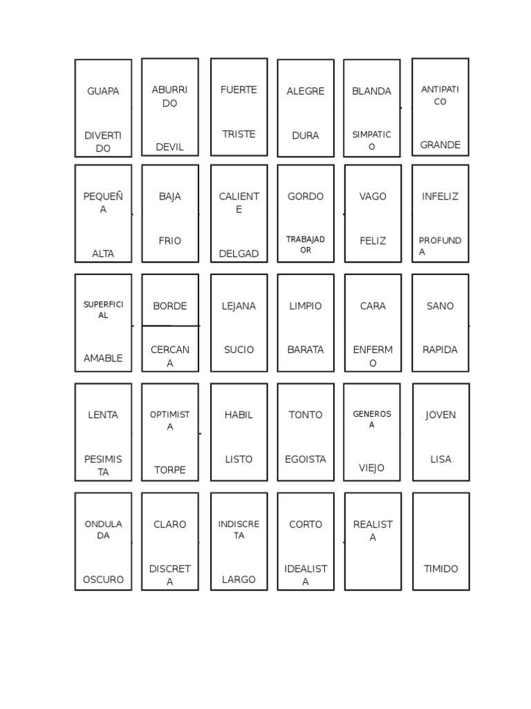 Juego de Domino Con Sinonimos y Antonimos | PDF