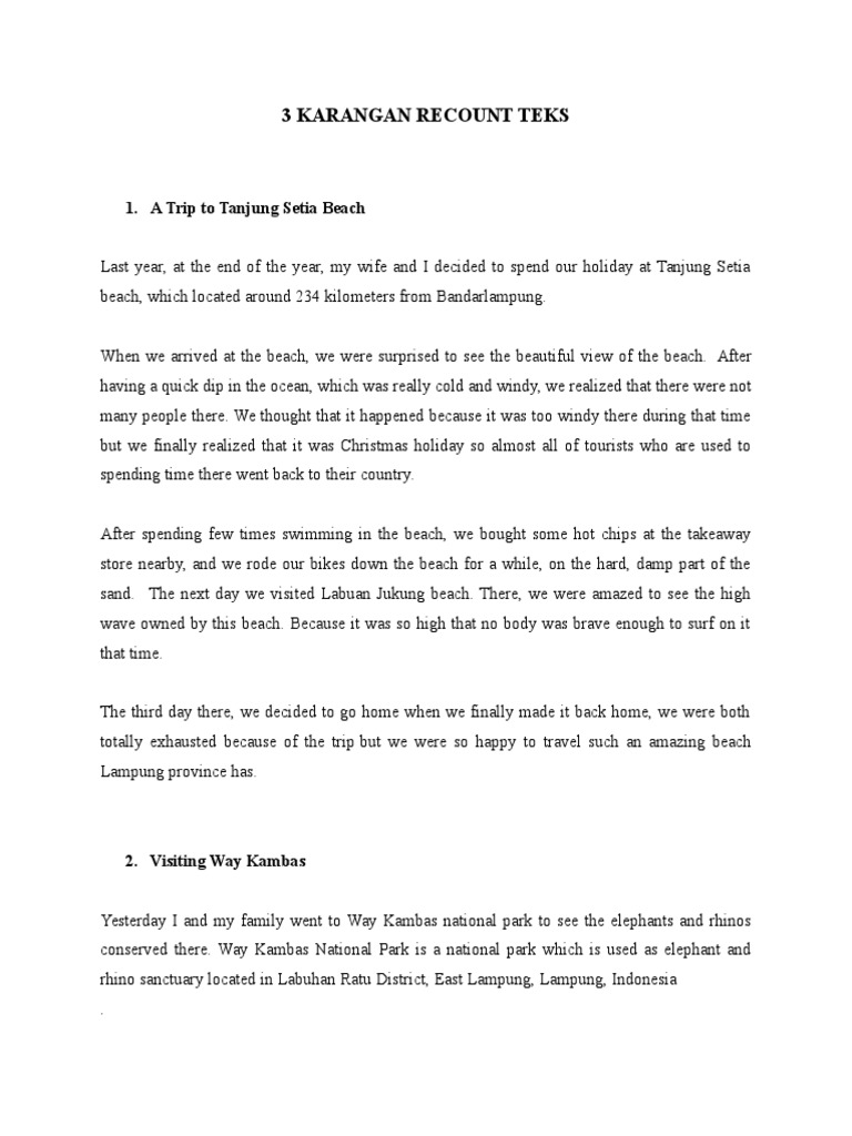 3 Karangan Recount Teks | PDF | Leisure
