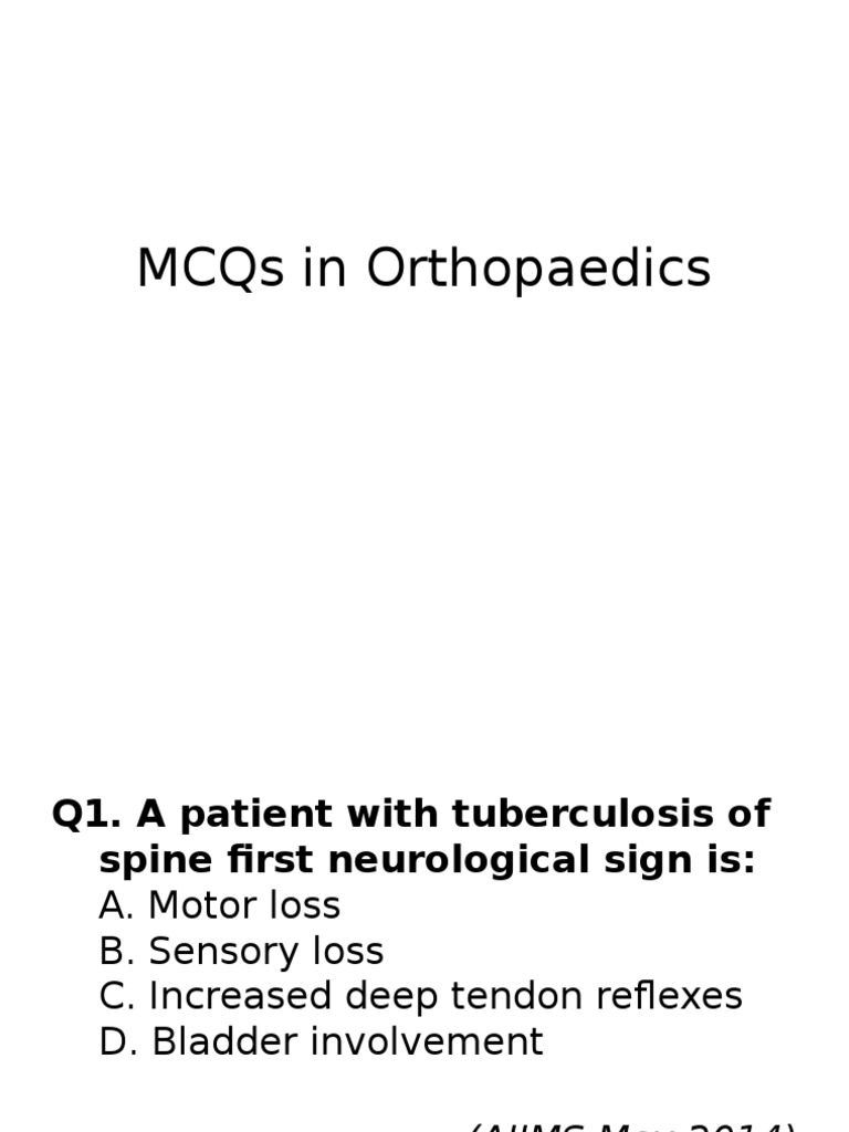 MCQs in Orthopaedics | Vertebra | Spinal Cord