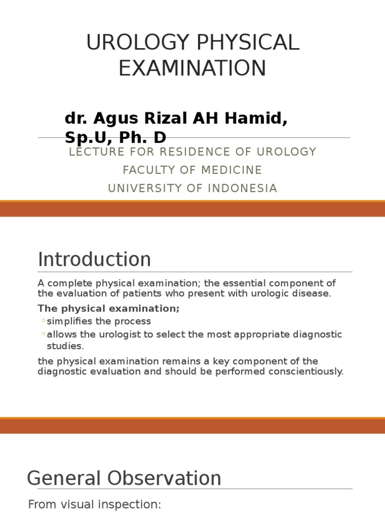 Urology Physical Examination For BUPS | PDF | Rectum | Urinary Incontinence