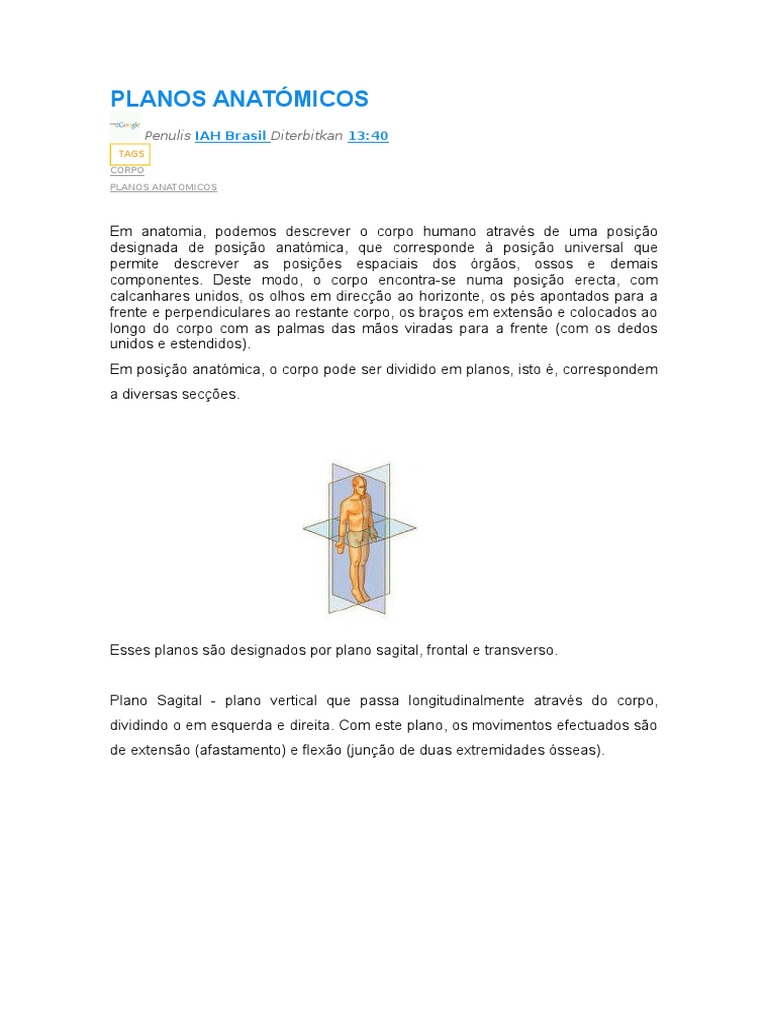 PLANOS de Cortes Anatômicos