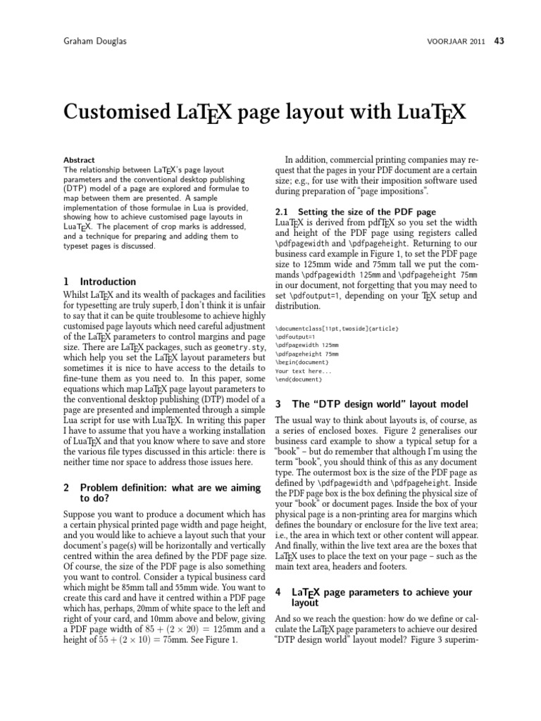 Customised LaTEX Page Layout With LuaTEX | PDF | Page Layout | Portable Document Format