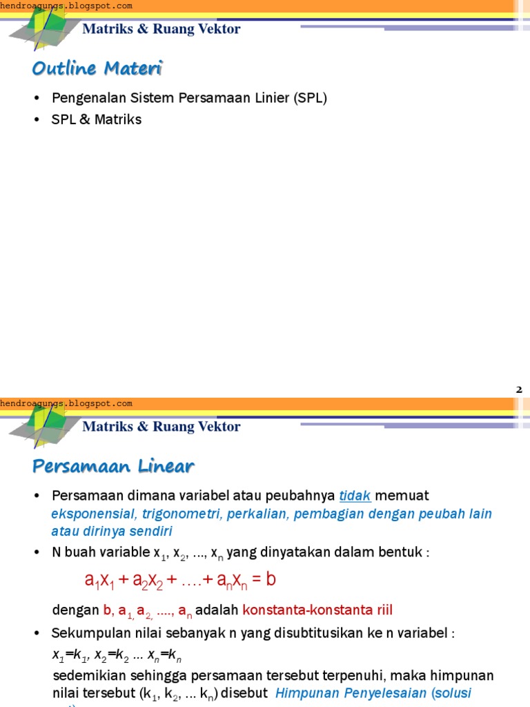 1 Matriks Ruang Vektor SPL & Matriks | PDF