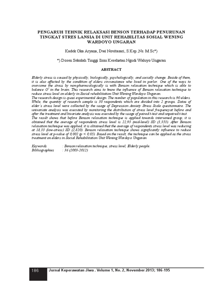 Terapi Benson PDF | Download Free PDF | Psychology | Behavioural Sciences