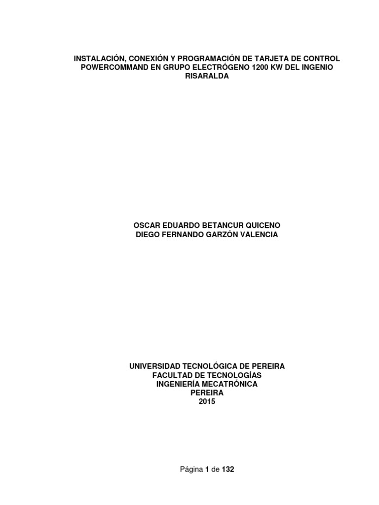Instalacion. Conexion Y Programacion Tarjeta Control PowerCommand 1302 ...