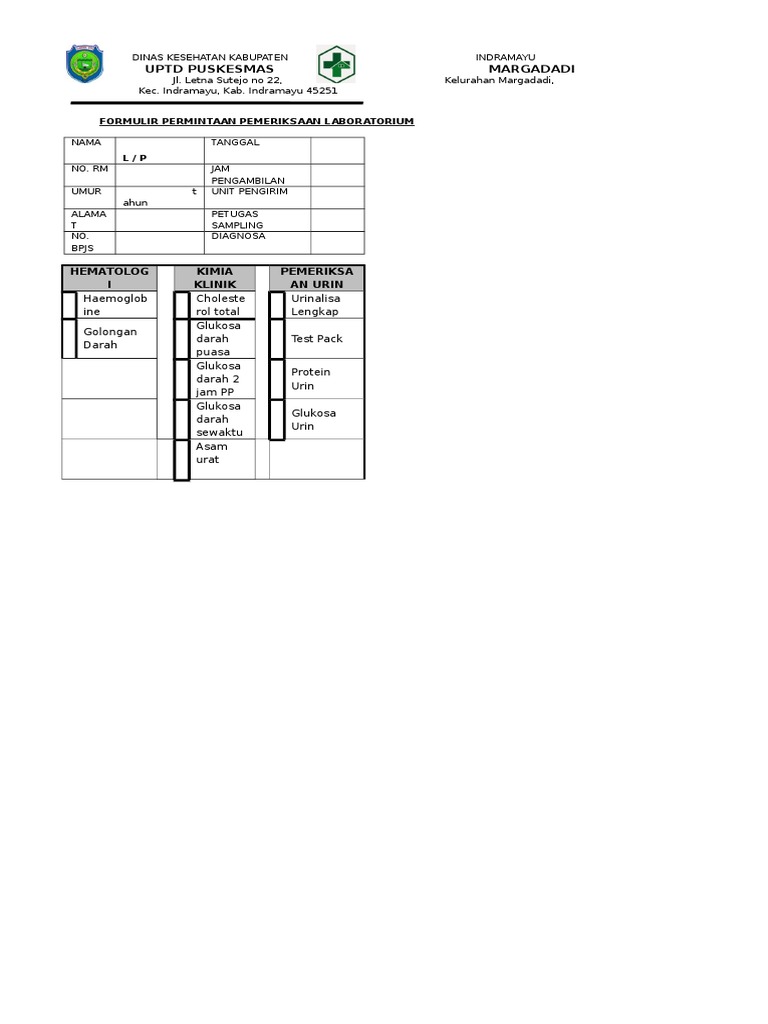 Form Permintaan Lab | PDF