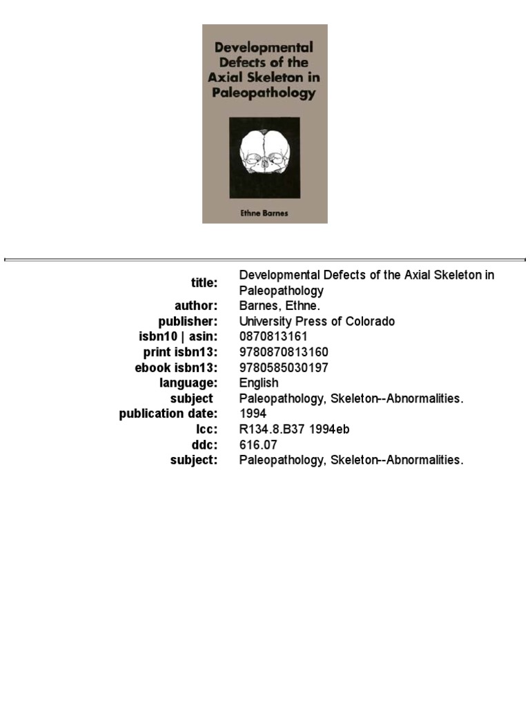 (Ethne - Barnes) Developmental Defects of The Axial Skeleton in ...