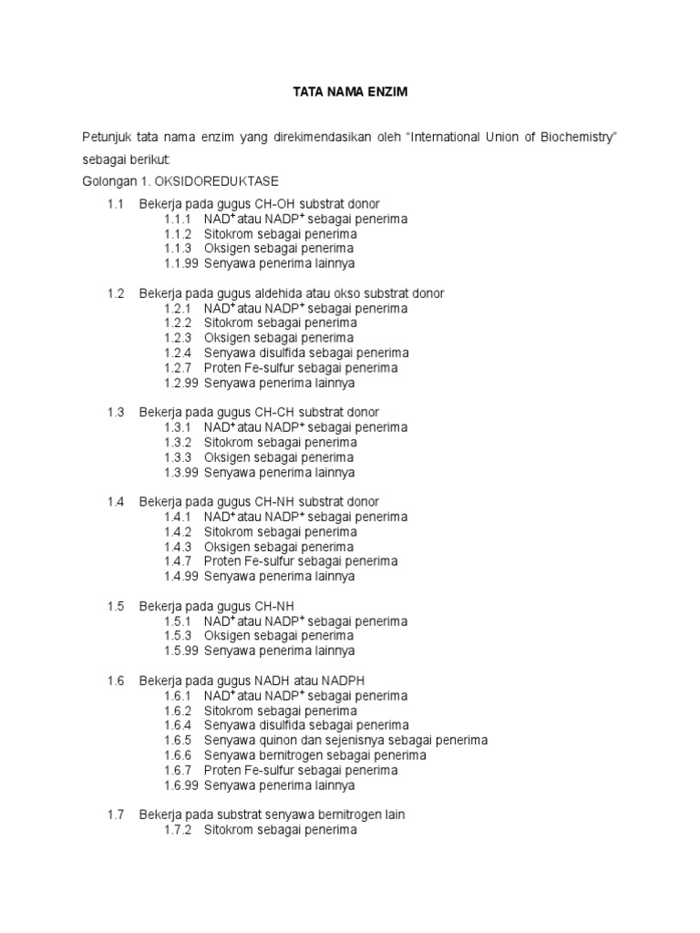 Tata Nama Enzim | PDF