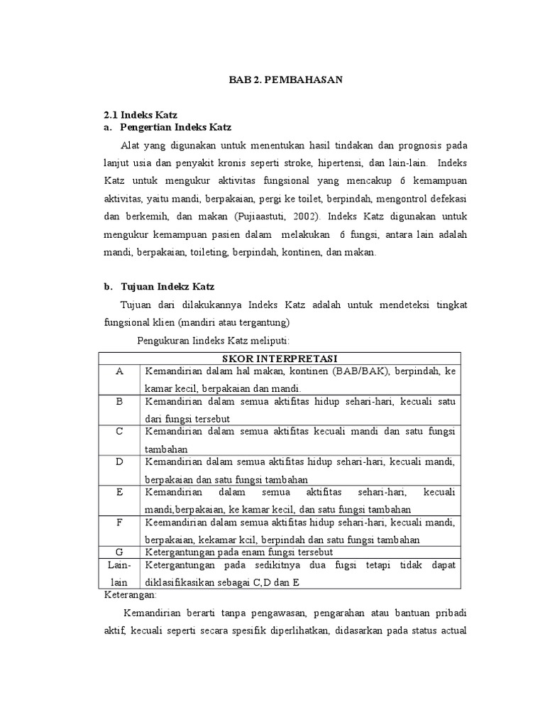 BAB 2 Indeks Katz IDB | PDF