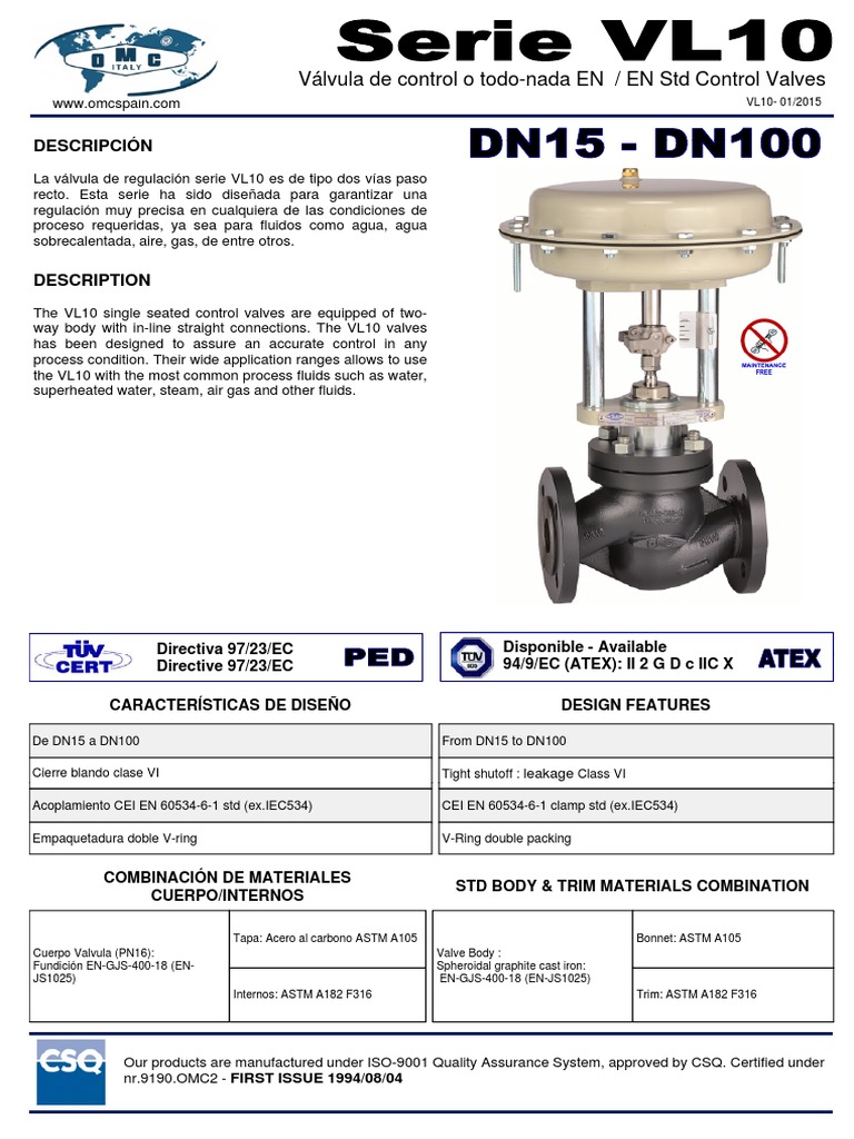 Valvula Control VL10 | PDF | Solenoide | Válvula