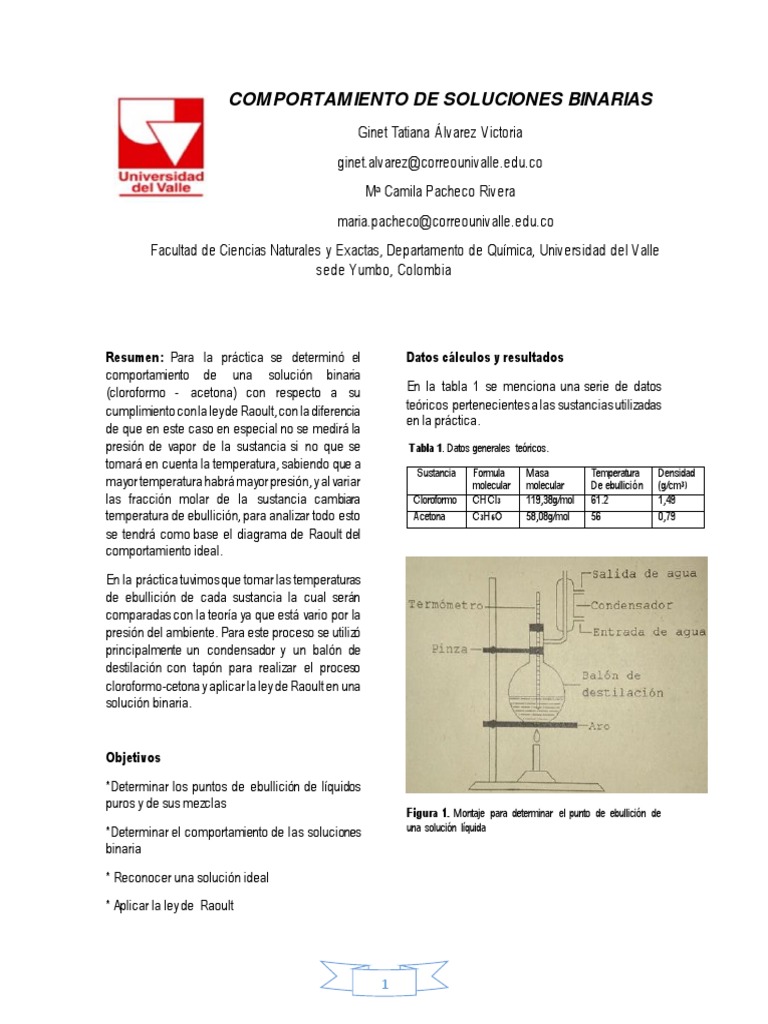 Soluciones Binarias | PDF | Cloroformo | Solvente