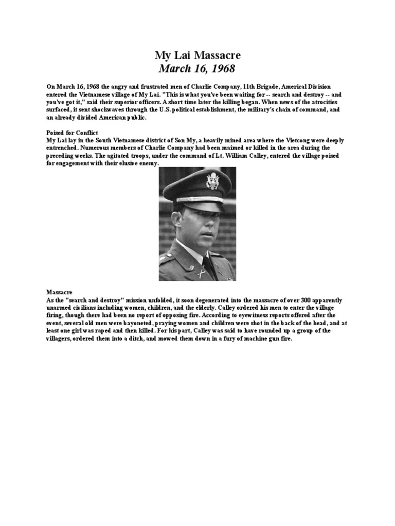 My Lai Massacre | PDF | Military Of The United States | Vietnam War