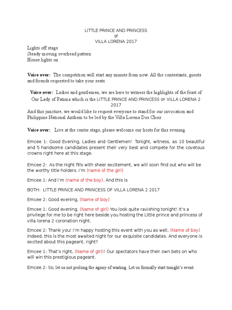 EMCEE Script for Vld Kids Pageant (2) | Music