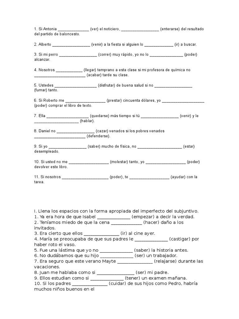 Subjuntivo Ejercicios