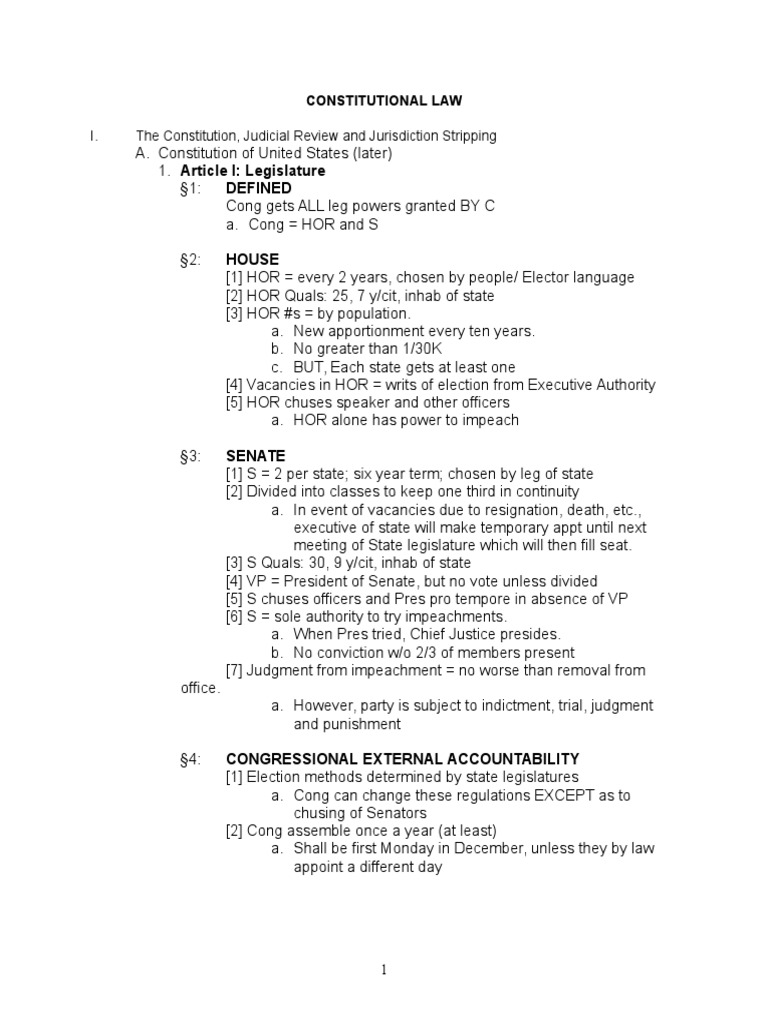 Constitutional Law Overview | PDF | Standing (Law) | Article Three Of ...